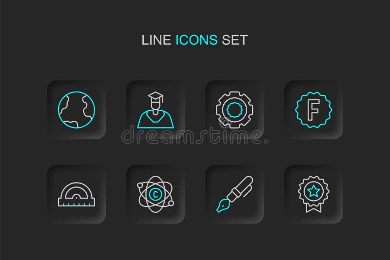 Set Line Medal with Star, Fountain Pen Nib, Atom, Protractor Grid, Exam ... Set Line Medal with Star, Fountain Pen Nib, Atom, Protractor Grid, Exam ...