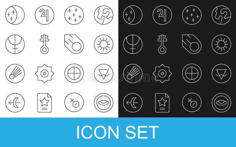 Set Line Medallion with Eye, Earth Element, Sun, Full Moon, Old Magic ...