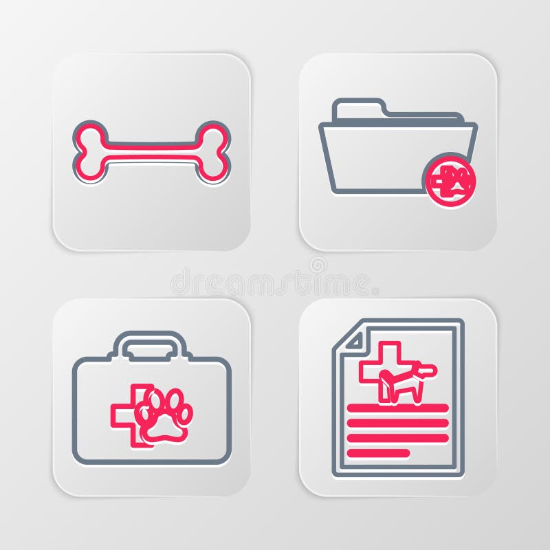 Set Line Medical Certificate for Dog or Cat, Pet First Aid Kit ...