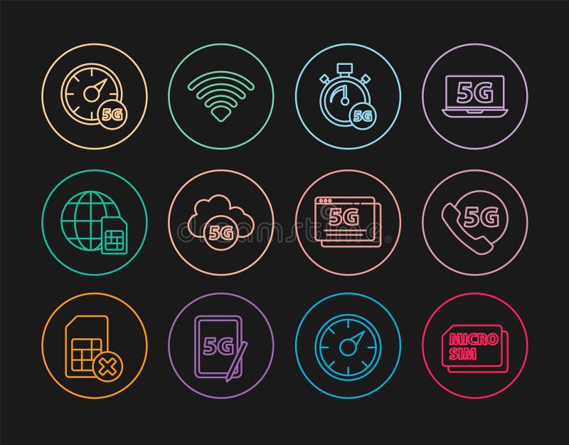 Set Line Micro Sim Card, Phone with 5G Network, Digital Speed Meter ...