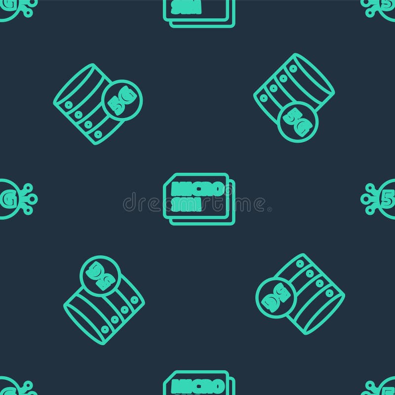 Set Line Micro Sim Card, Server 5G Network and on Seamless Pattern ...