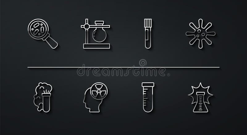Set Line Microorganisms Under Magnifier, Chemical Explosion, Bacteria ... Set Line Microorganisms Under Magnifier, Chemical Explosion, Bacteria ...