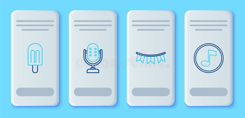 Set Line Microphone, Carnival Garland with Flags, Ice Cream and Music ...