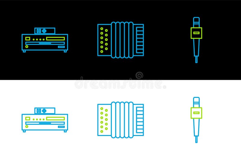 Set Line Microphone, Music CD Player and Musical Instrument Accordion ...