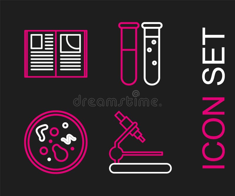 Set Line Microscope, Bacteria, Test Tube and Flask Chemical Laboratory ...
