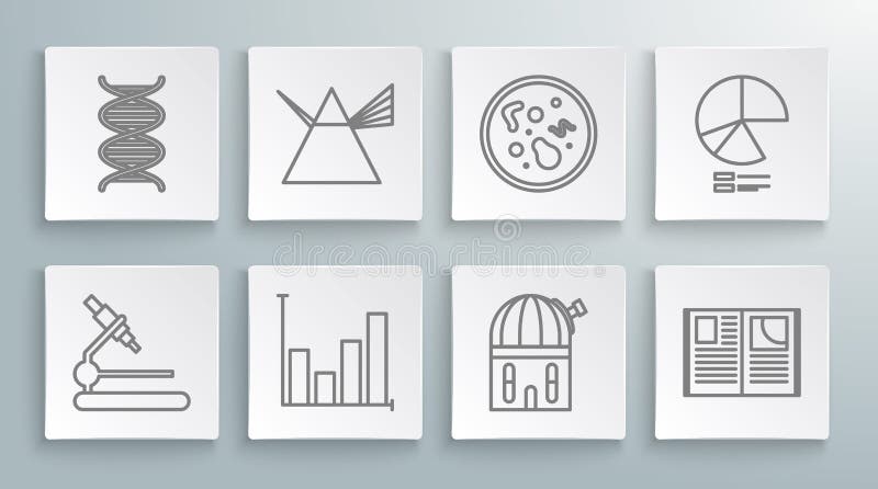 Set Line Microscope, Light Rays in Prism, Pie Chart Infographic ...