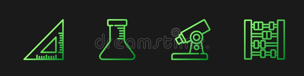 Set Line Microscope, Triangular Ruler, Test Tube and Flask and Abacus ...