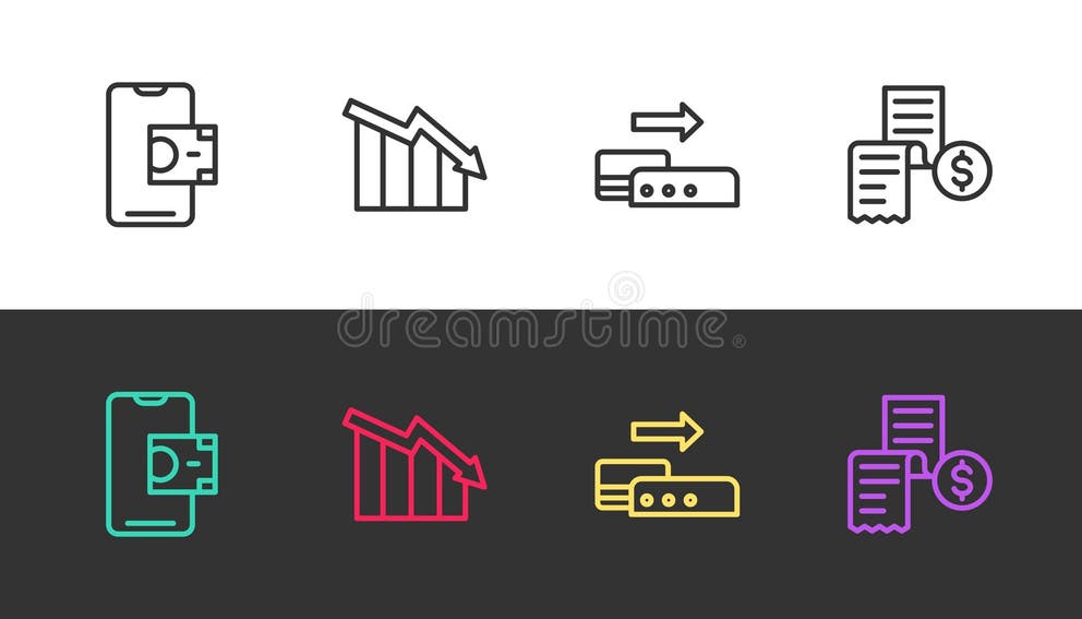 Set Line Mobile Banking, Financial Growth Decrease, Pos Terminal and Paper or Financial Check on ...