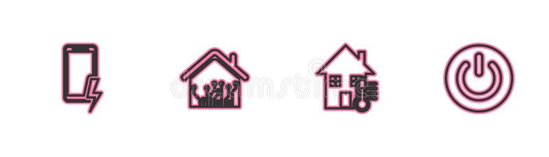 Set Line Mobile Charging Battery, House Temperature, Smart Home and ...