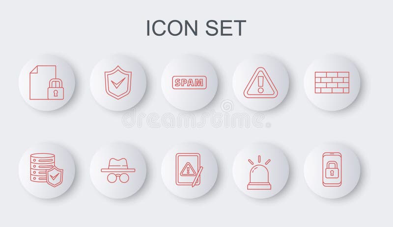 Set Line Mobile with Closed Padlock, Server Shield, Spam, Motion Sensor ... Set Line Mobile with Closed Padlock, Server Shield, Spam, Motion Sensor ...
