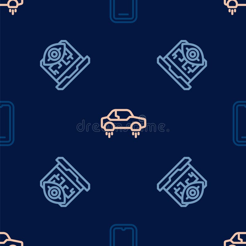 Set Line Mobile Phone, Computer Vision and Fantastic Flying Car on ... Set Line Mobile Phone, Computer Vision and Fantastic Flying Car on ...