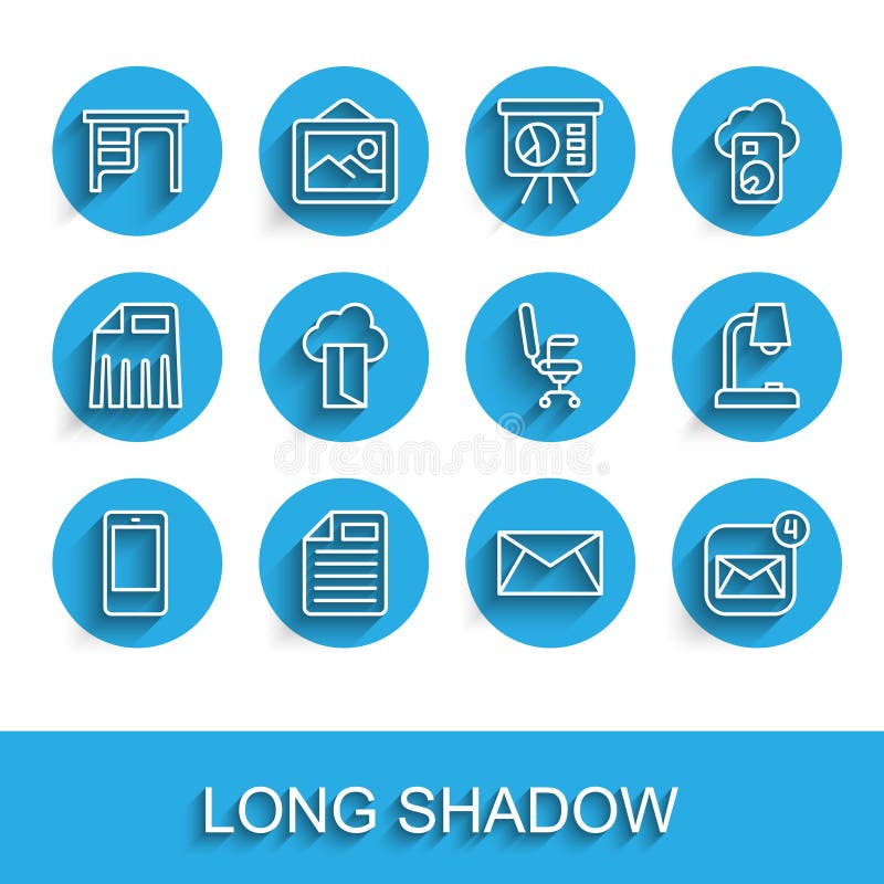 Set Line Mobile Phone, File Document, Office Desk, Mail and E-mail ... Set Line Mobile Phone, File Document, Office Desk, Mail and E-mail ...