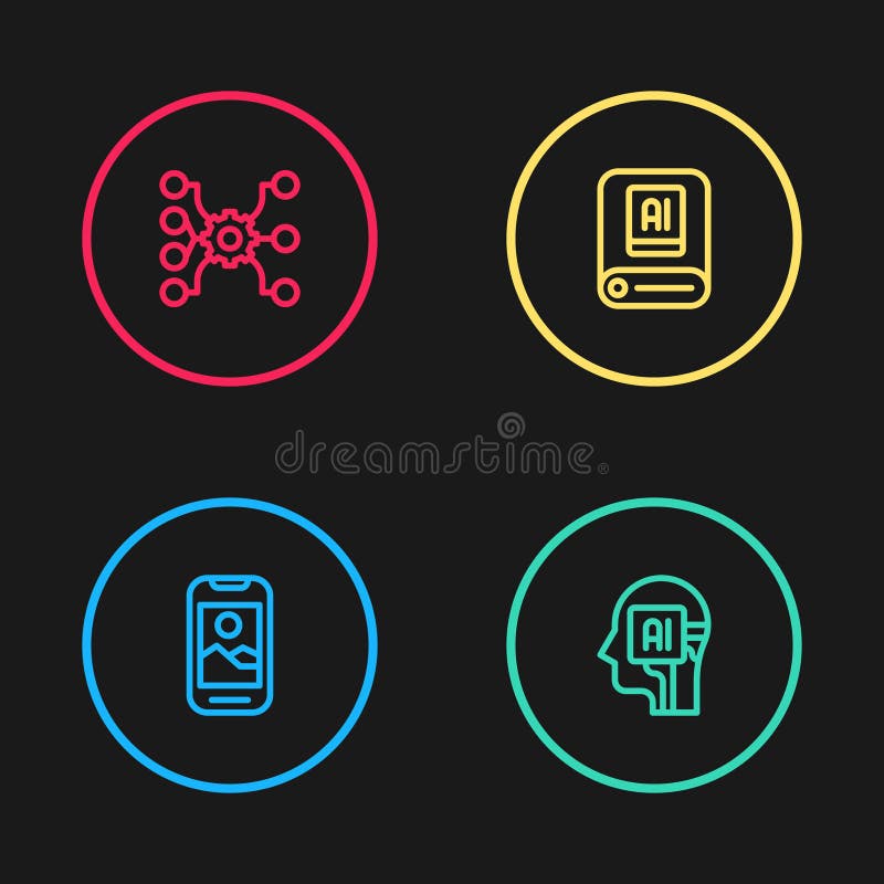 Set Line Mobile Phone, Humanoid Robot, Artificial Intelligence AI and ... Set Line Mobile Phone, Humanoid Robot, Artificial Intelligence AI and ...