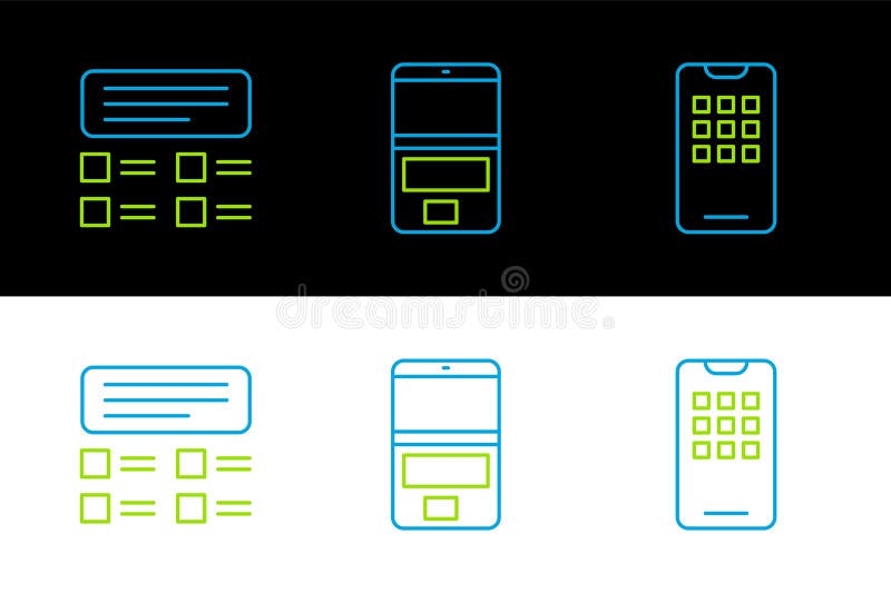 Set Line Mobile Phone, Online Quiz, Test, Survey and Laptop Icon ...