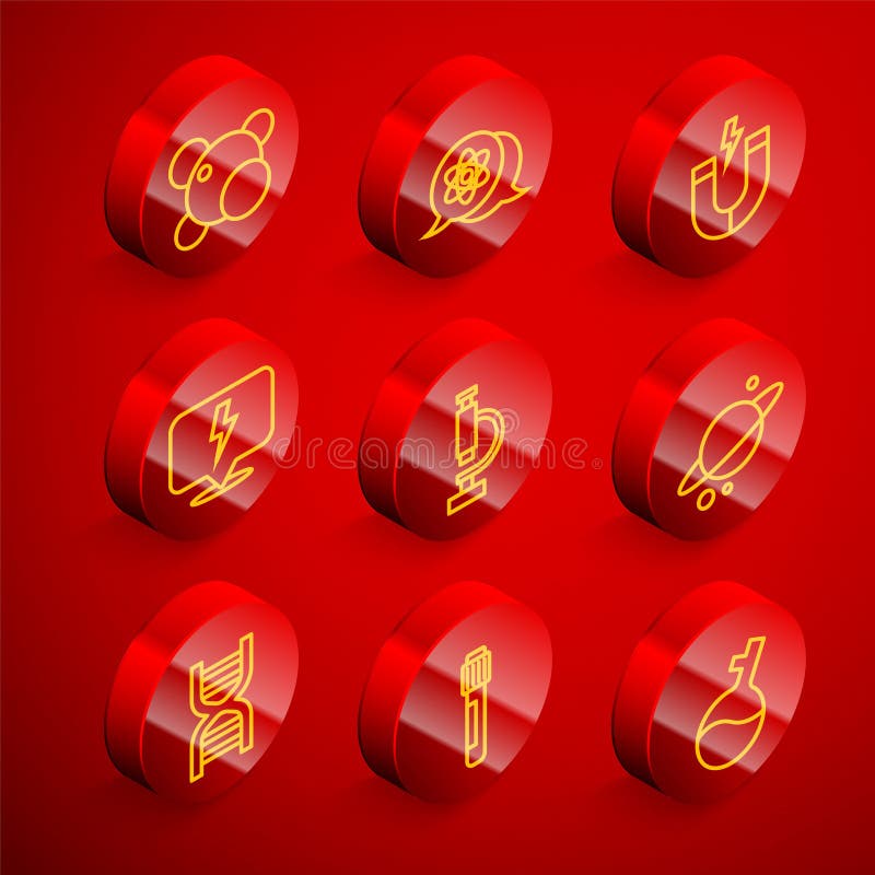 Set Line Molecule, Atom, Magnet, Lightning Bolt, Microscope, Planet ... Set Line Molecule, Atom, Magnet, Lightning Bolt, Microscope, Planet ...