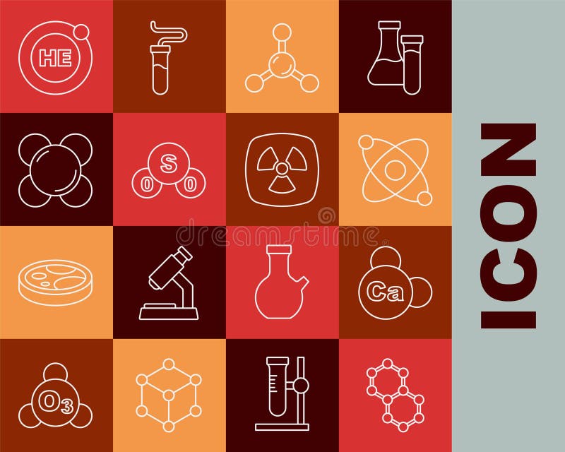 Set Line Molecule, Mineral Ca Calcium, Atom, Sulfur Dioxide SO2, Helium ...