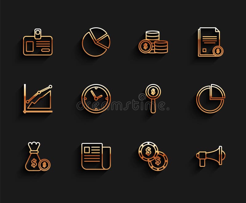 Set Line Money Bag and Coin, File Document, Identification Badge, Coin ... Set Line Money Bag and Coin, File Document, Identification Badge, Coin ...