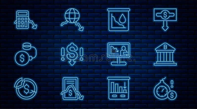 Set Line Money Bomb Dollar Crisis, Bank Building, Drop Crude Oil Price, Dollar Rate Decrease ...