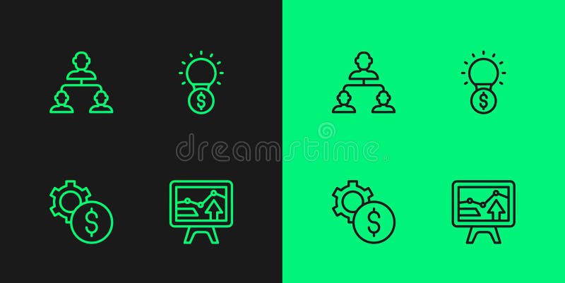 Set Line Monitor with Graph Chart, Gear Dollar Symbol, Employee ... Set Line Monitor with Graph Chart, Gear Dollar Symbol, Employee ...