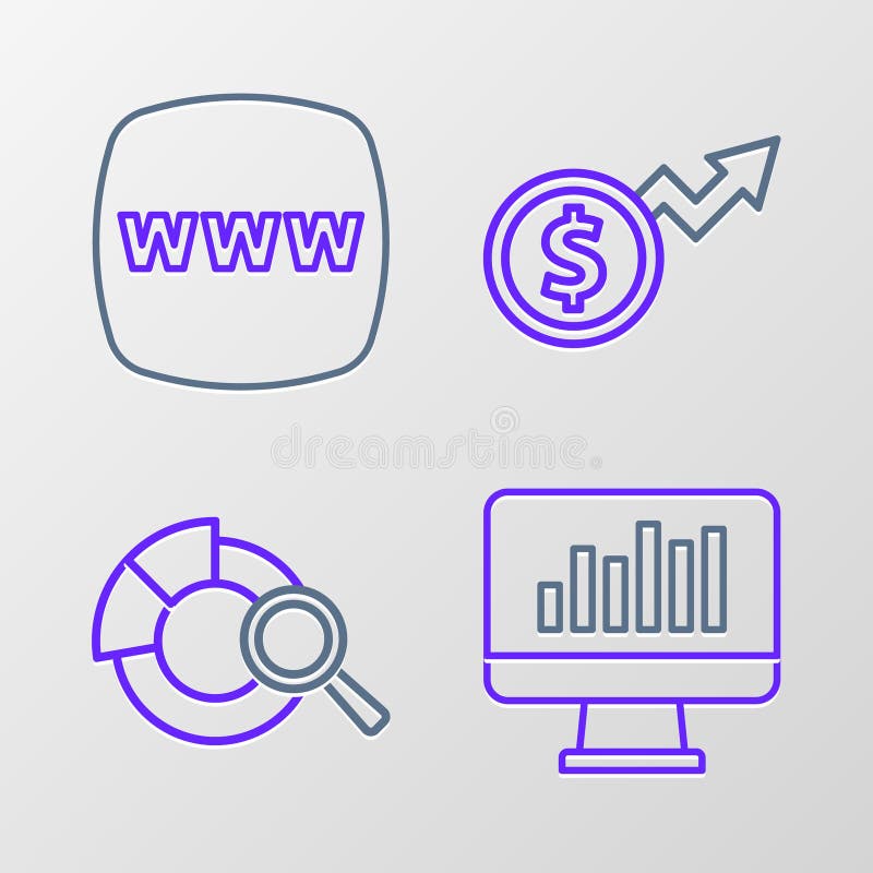 Set Line Monitor with Graph Chart, Search Data Analysis, Financial Growth Dollar and Website ...