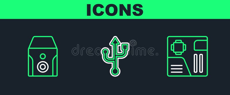 Set Line Motherboard Digital Chip, Uninterruptible Power Supply and USB ...