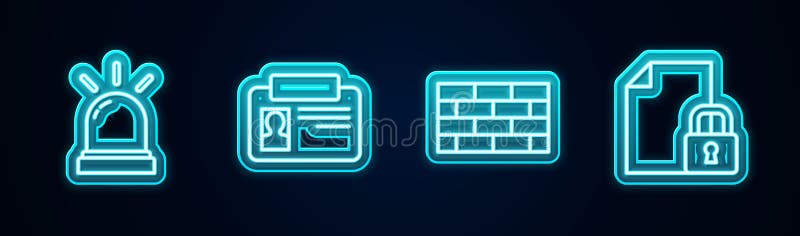 Set Line Motion Sensor, Identification Badge, Firewall, Security Wall ...