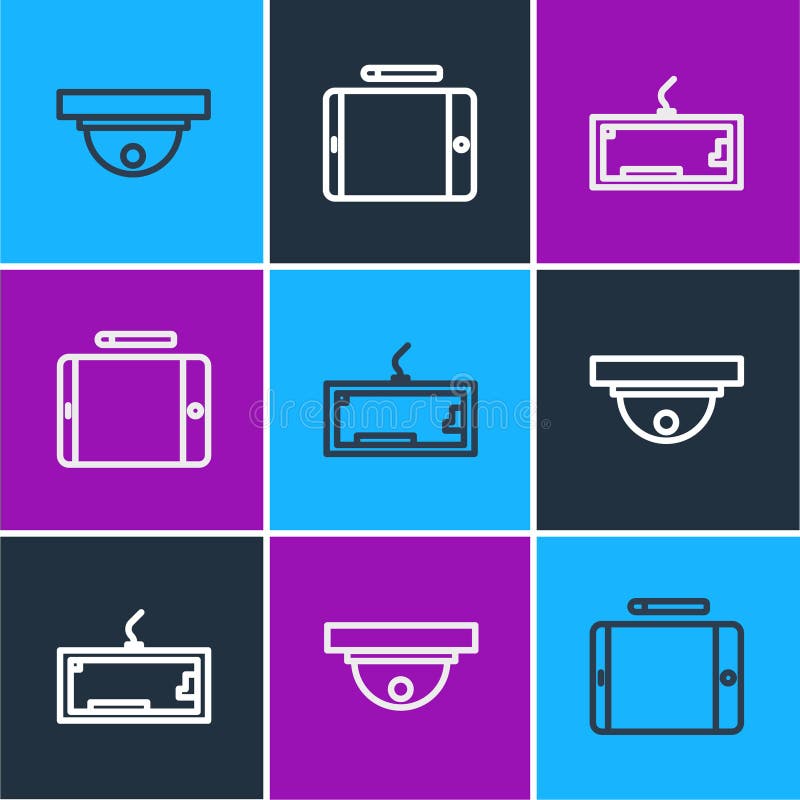 Set Line Motion Sensor, Keyboard and Graphic Tablet Icon. Vector Stock ...