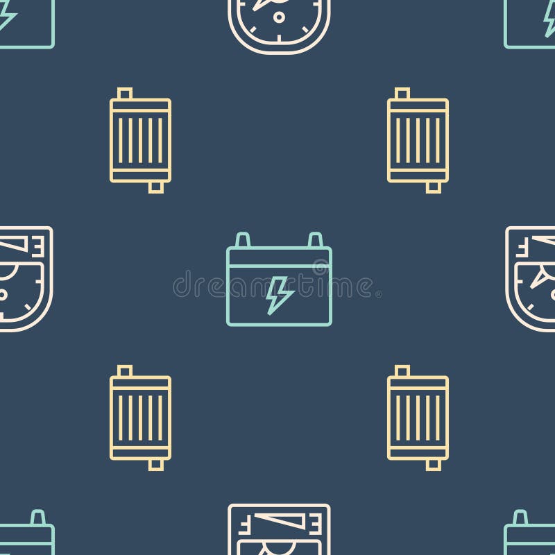 Set Line Motor Gas Gauge, Car Radiator Cooling System and Battery on ...