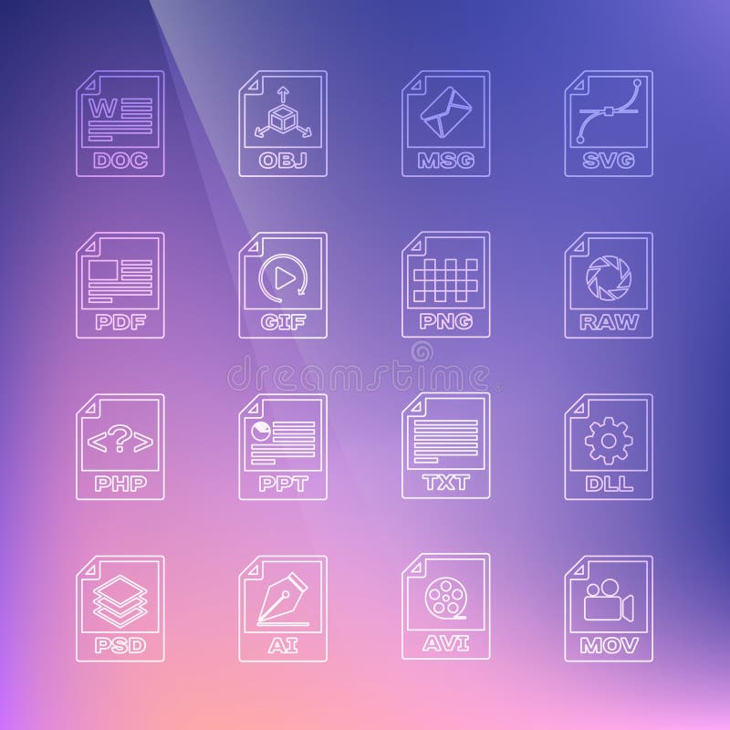 Set Line MOV File Document, DLL, RAW, MSG, GIF, PDF, DOC and PNG Icon ... Set Line MOV File Document, DLL, RAW, MSG, GIF, PDF, DOC and PNG Icon ...