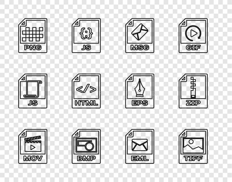 Set Line MOV File Document, TIFF, MSG, BMP, PNG, HTML, EML and ZIP Icon ... Set Line MOV File Document, TIFF, MSG, BMP, PNG, HTML, EML and ZIP Icon ...