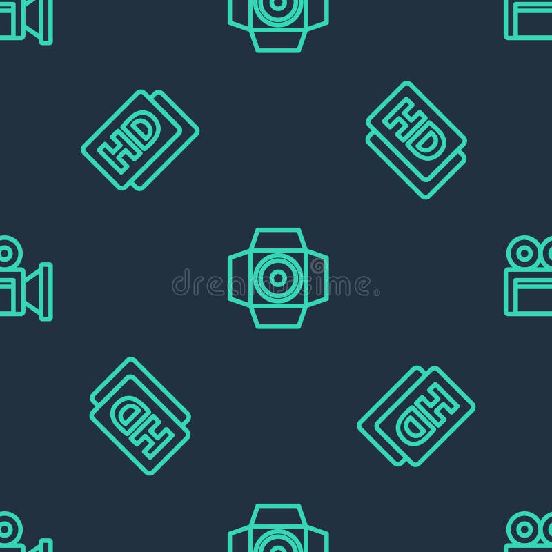 Set Line Movie Spotlight, Hd Movie, Tape, Frame and Cinema Camera on ...