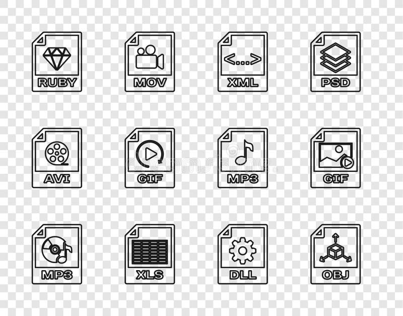 Set Line MP3 File Document, OBJ, XML, XLS, RUBY, GIF, DLL and Icon ... Set Line MP3 File Document, OBJ, XML, XLS, RUBY, GIF, DLL and Icon ...