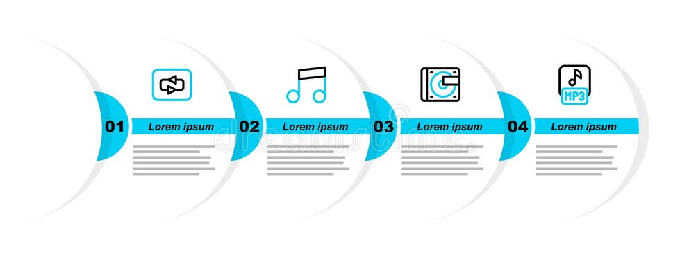Set Line MP3 File, Vinyl Player with Vinyl Disk, Music Note, Tone and ...