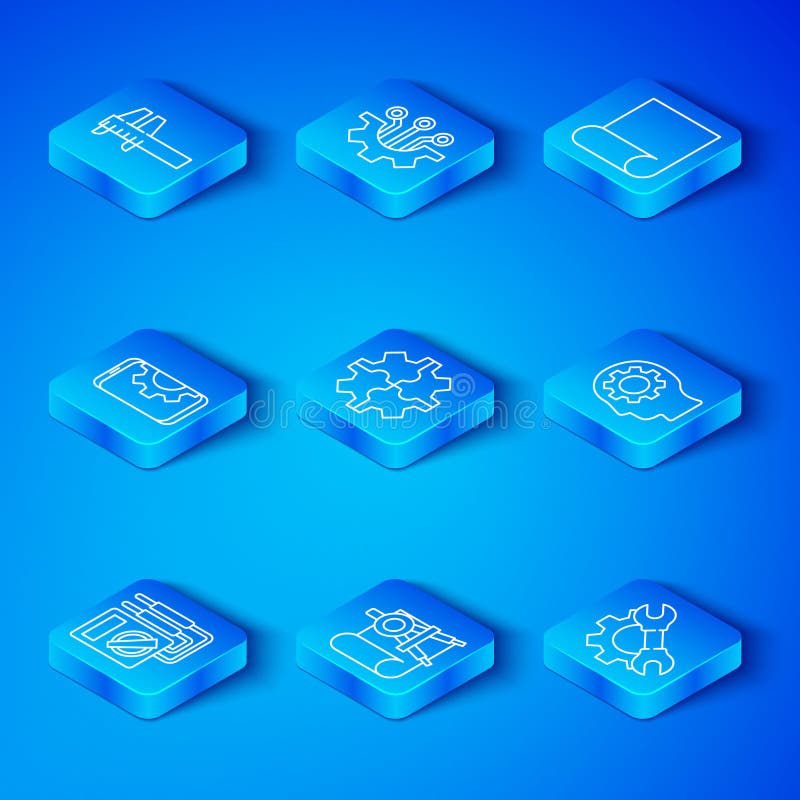 Set Line Multimeter, Gear, Graphing Paper and Compass, Human Head with ...