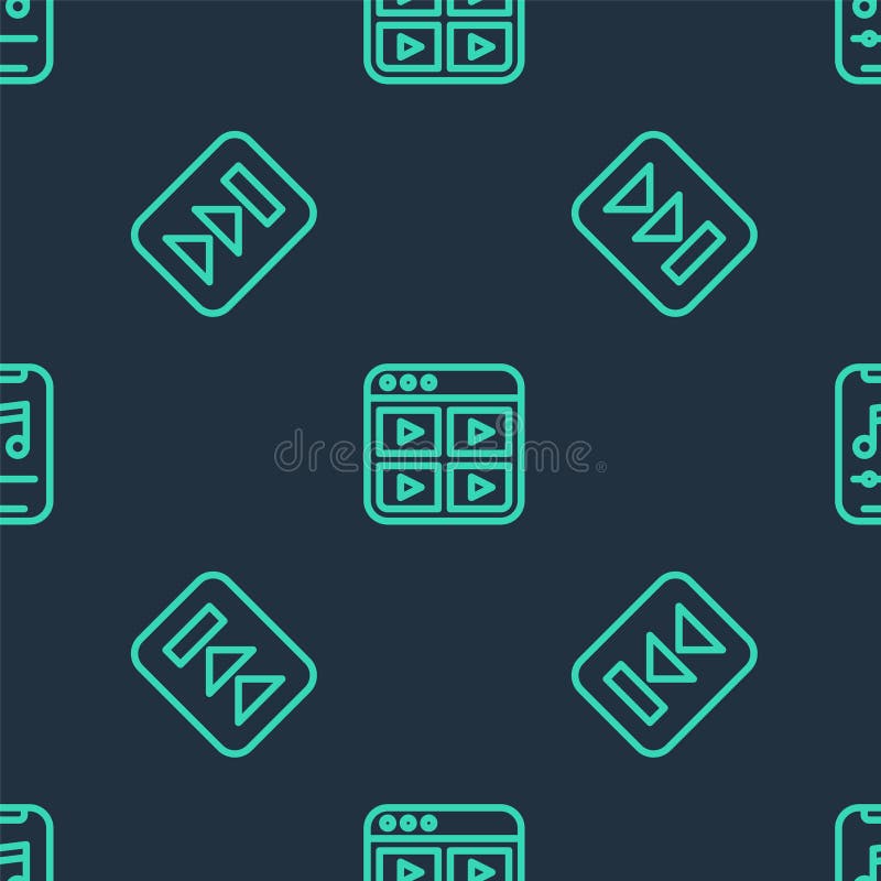 Set Line Music Playlist, Fast Forward and Player on Seamless Pattern ...