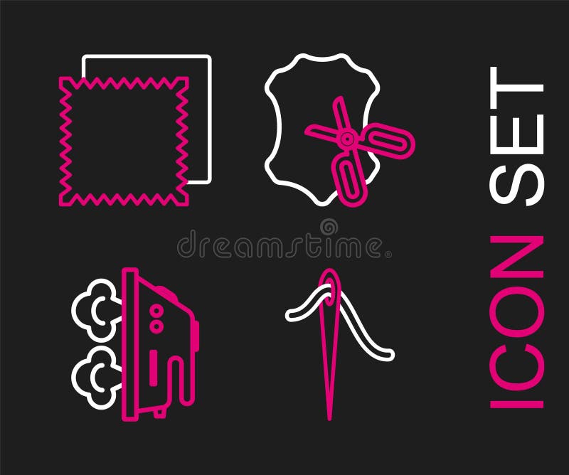 Set Line Needle for Sewing with Thread, Electric Iron, Scissors and ...