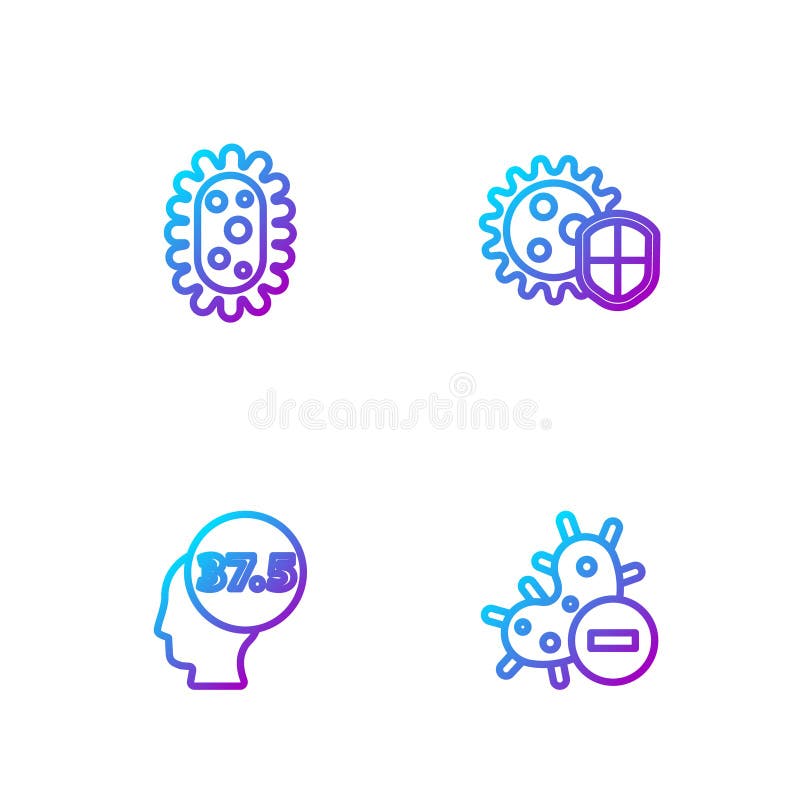 Set Line Negative Virus, High Human Body Temperature, Virus and Shield ...