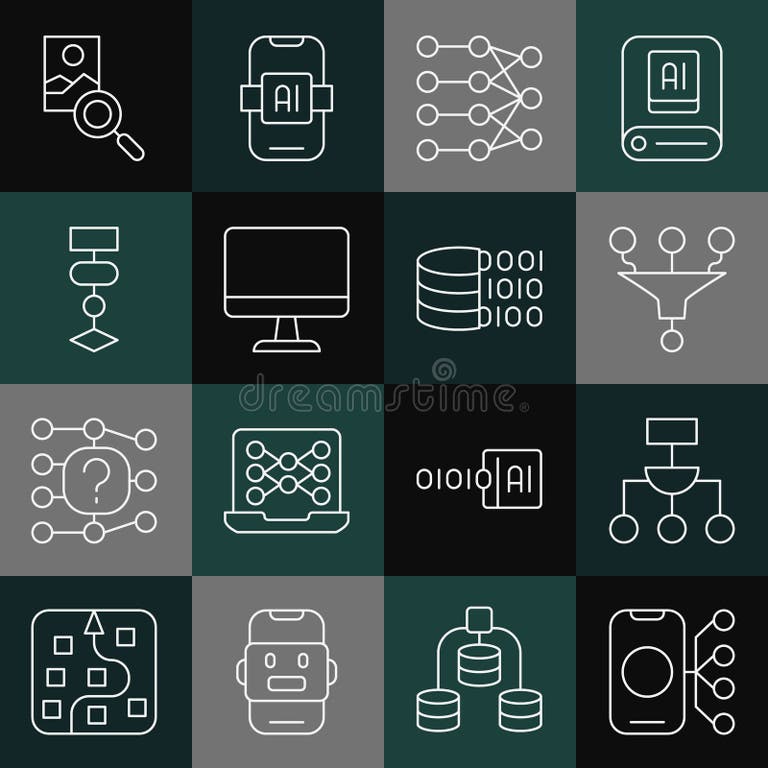 Set Line Neural Network, Algorithm, Funnel Filter, Computer Monitor, Photo Retouching and Binary ...