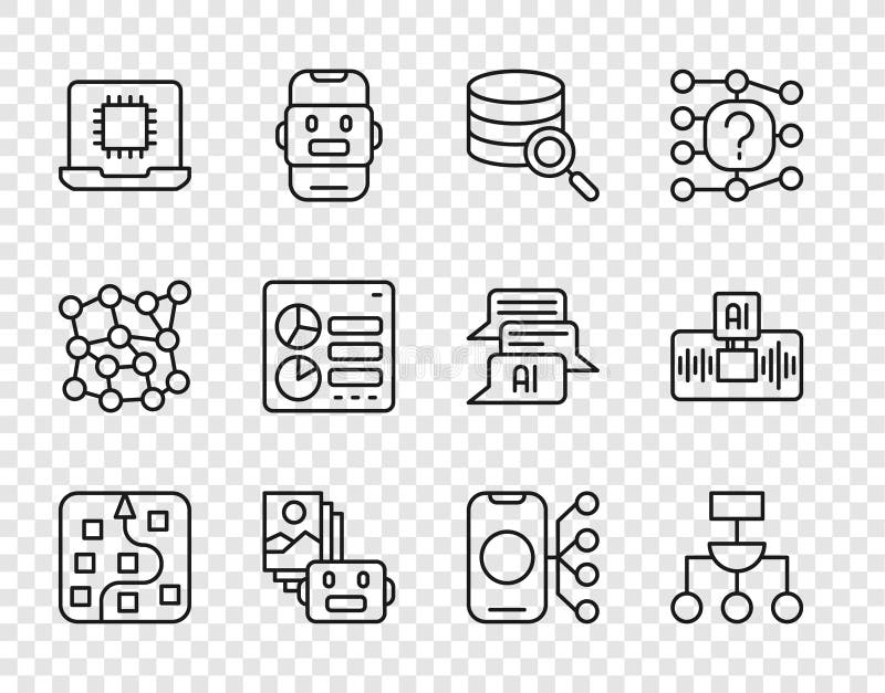 Set Line Neural Network, Algorithm, Server, Artificial Intelligence Robot, Processor CPU ...