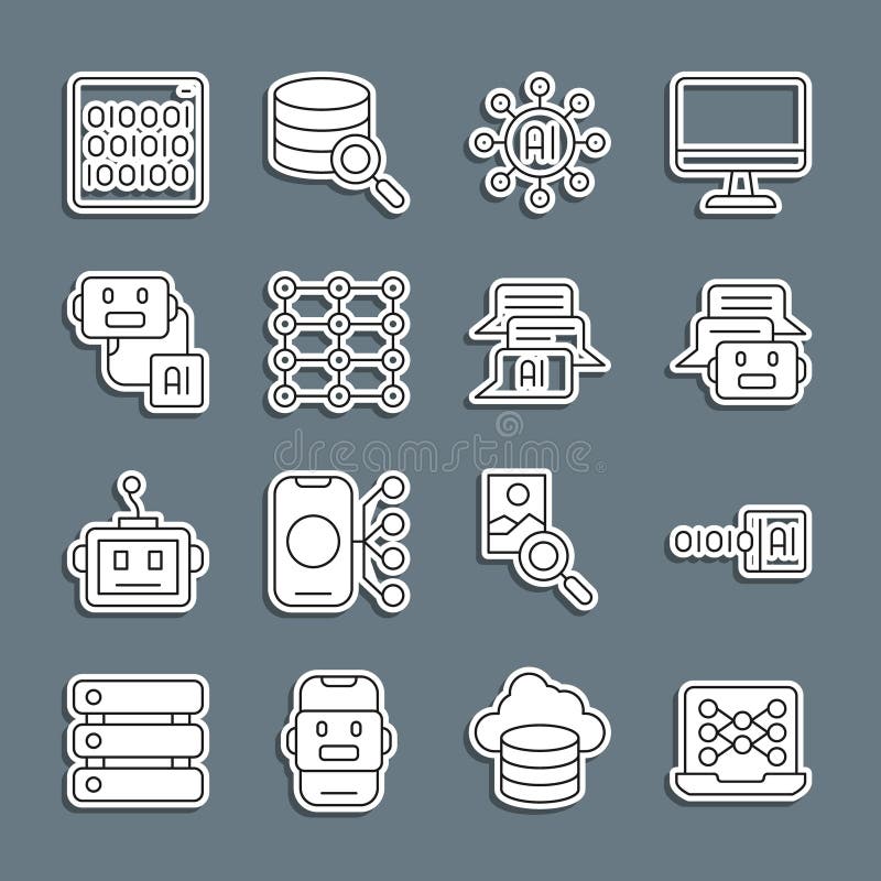 Set Line Neural Network, Binary Code, Chat Bot, Artificial Intelligence ... Set Line Neural Network, Binary Code, Chat Bot, Artificial Intelligence ...