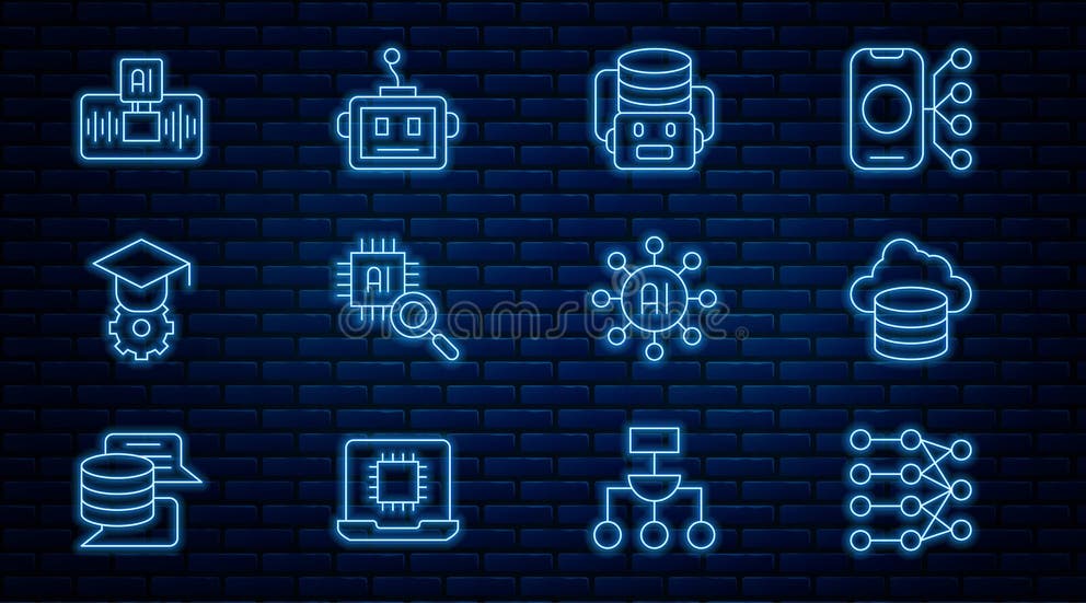 Set Line Neural Network, Cloud Database, Artificial Intelligence Robot ...