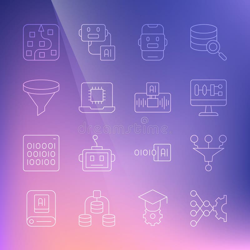 Set Line Neural Network, Funnel Filter, Algorithm, Chat Bot, Processor CPU, and Artificial ...