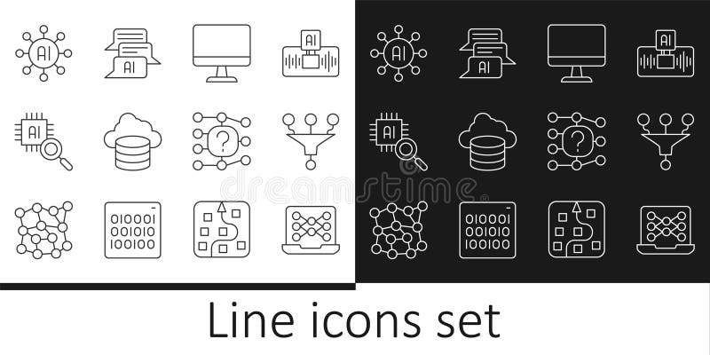 Set Line Neural Network, Funnel Filter, Computer Monitor, Cloud ... Set Line Neural Network, Funnel Filter, Computer Monitor, Cloud ...