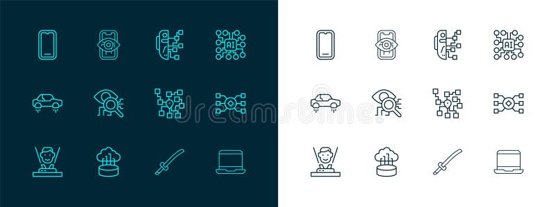 Set Line Neural Network, Network Cloud Connection, Katana, Eye Scan ... Set Line Neural Network, Network Cloud Connection, Katana, Eye Scan ...