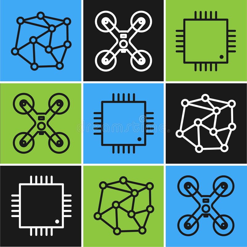 Set Line Neural Network, Processor with Microcircuits CPU and Drone ... Set Line Neural Network, Processor with Microcircuits CPU and Drone ...