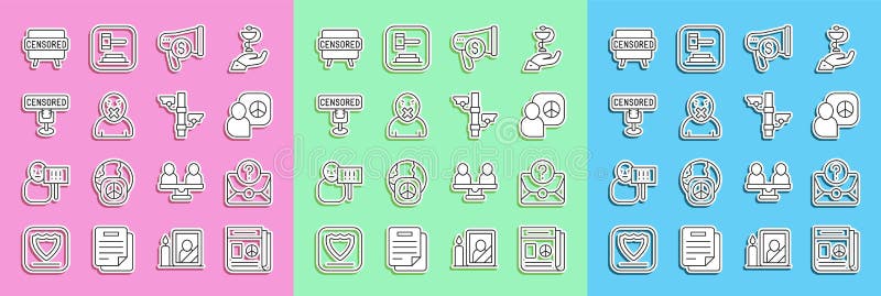 Set Line News, Envelope with Question Mark, Peace Talks, Megaphone and ...