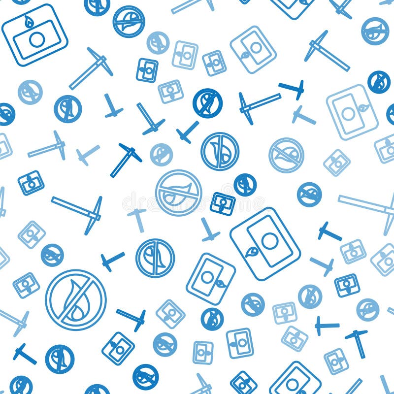 Set Line No Fire, Fire Alarm System and Pickaxe on Seamless Pattern ...