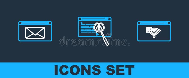 Set Line No Internet Connection, Mail and E-mail and System Bug Concept ...