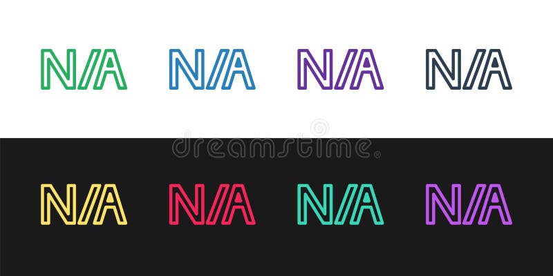 Set Line Not Applicable Icon Isolated on Black and White Background ...