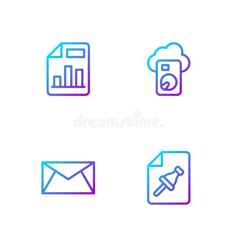 Set Line Note Paper with Push Button, Mail and E-mail, Document Graph ... Set Line Note Paper with Push Button, Mail and E-mail, Document Graph ...